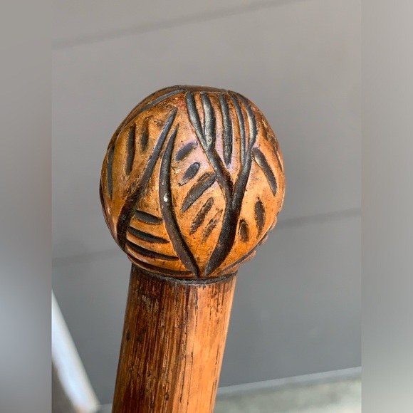 Art | Antique Artisan Hand Crafted Chestnut Ball Pommel Walnut Walking ...